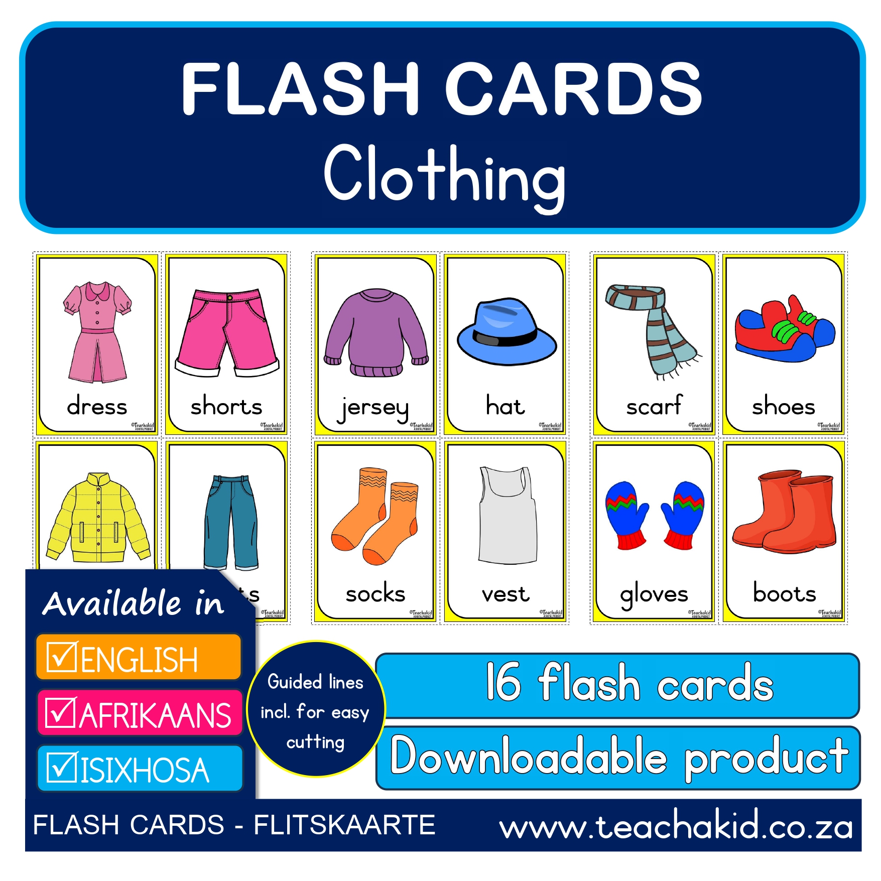 Clothing – flash cards (PDF) - Teachakid