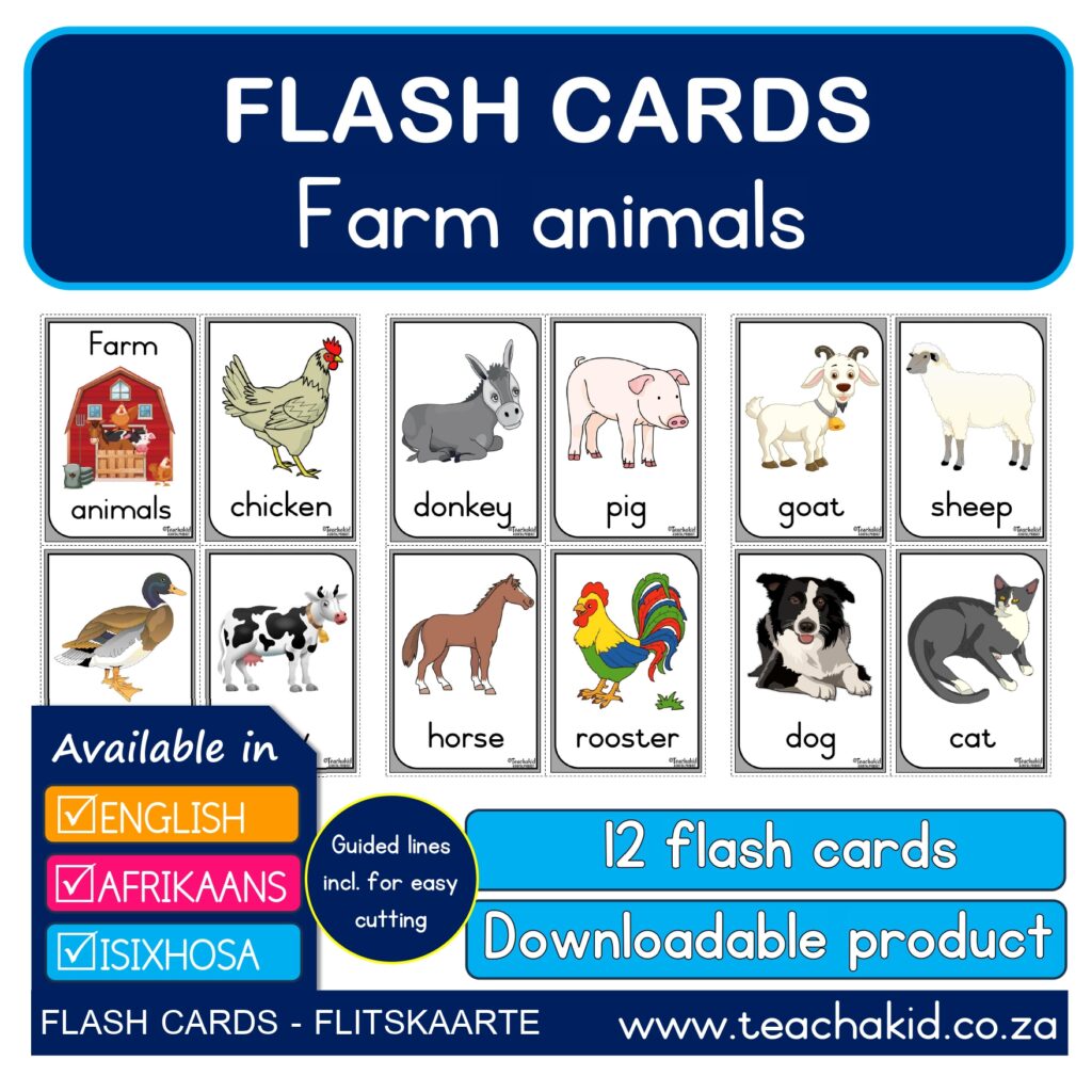 Farm animals – flash cards (PDF) - Teachakid