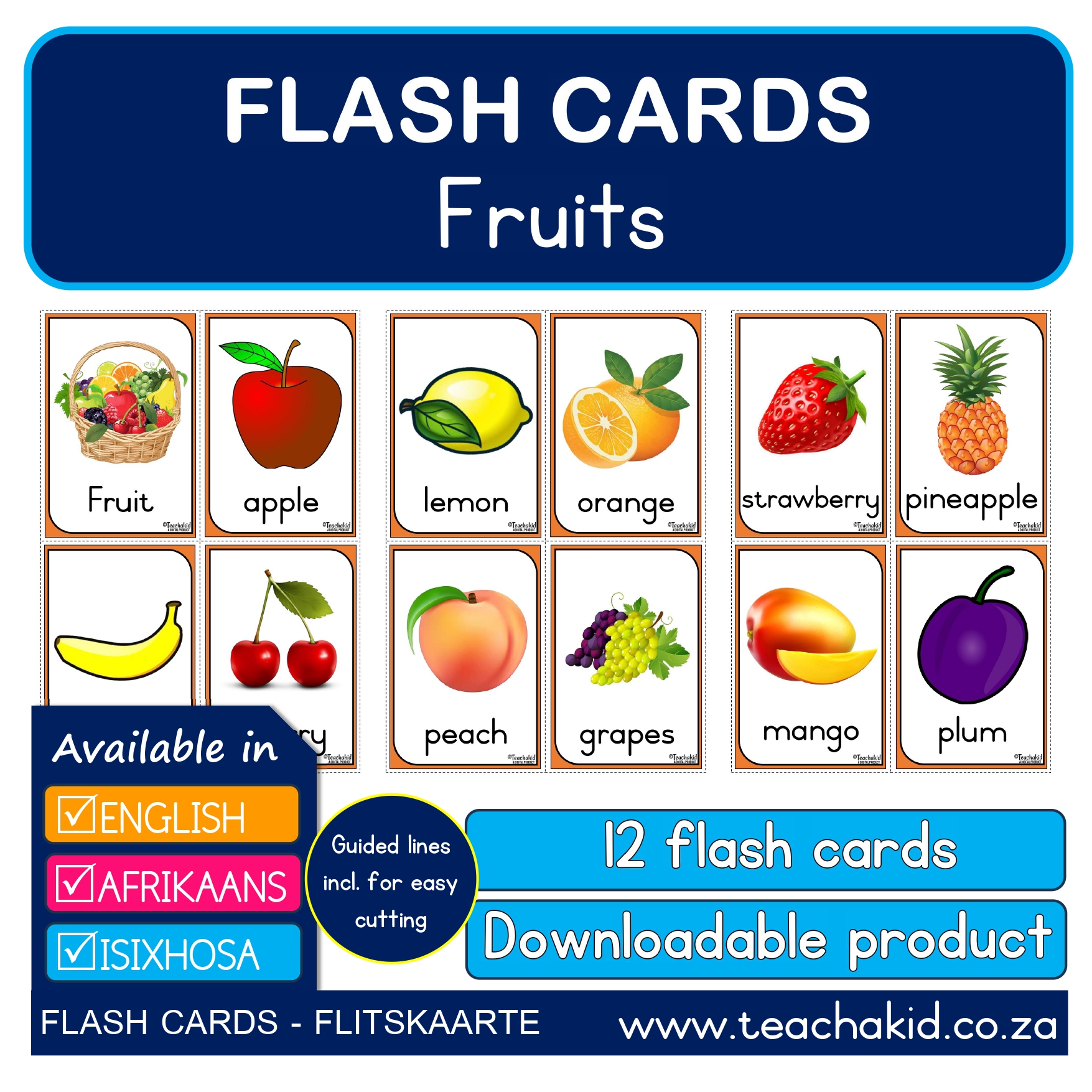 Fruit – flash cards (PDF) - Teachakid