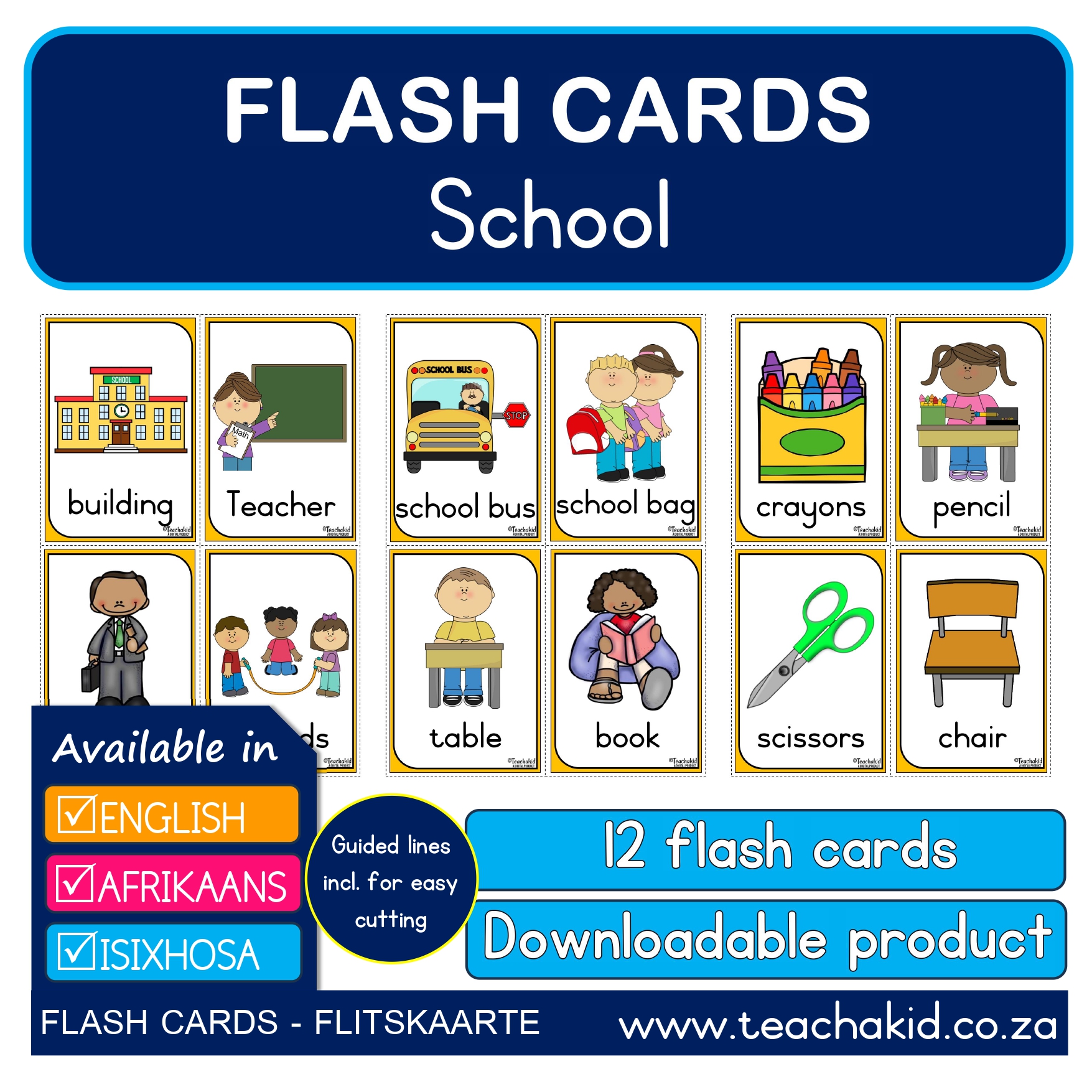 School – flash cards (PDF) - Teachakid
