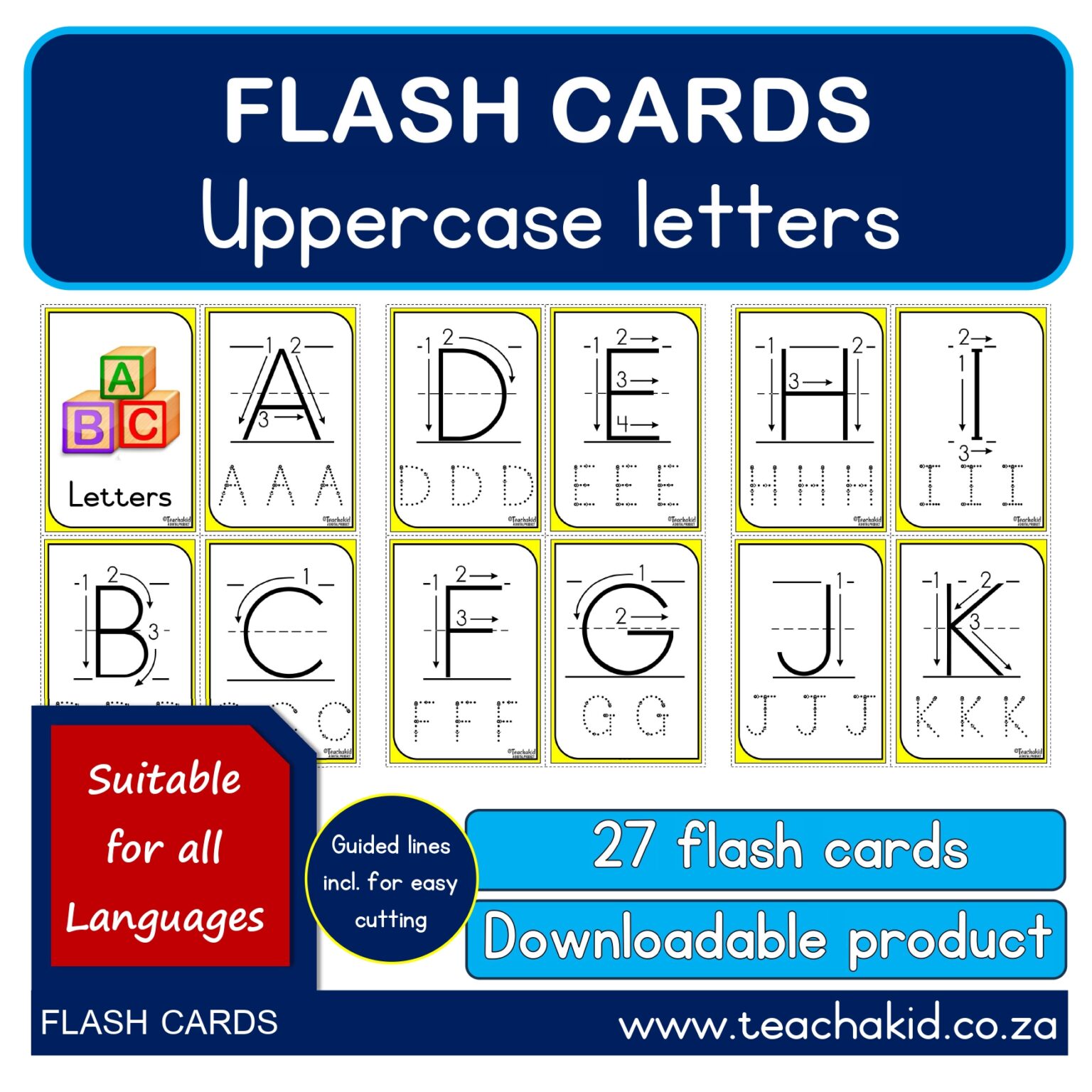 Uppercase letters – flash cards (PDF) - Teachakid