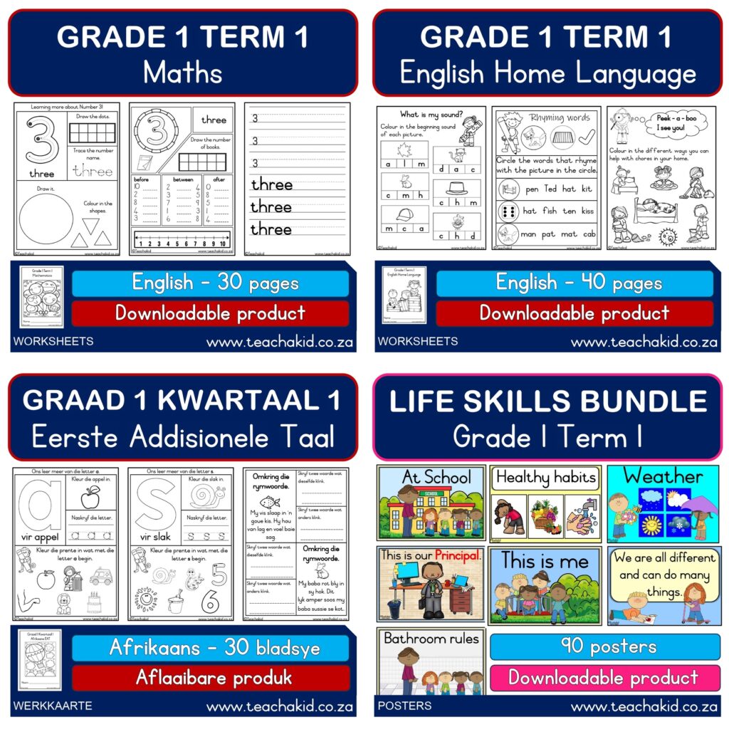 Grade 1 Term 1 All in one package (PDF) - Teachakid
