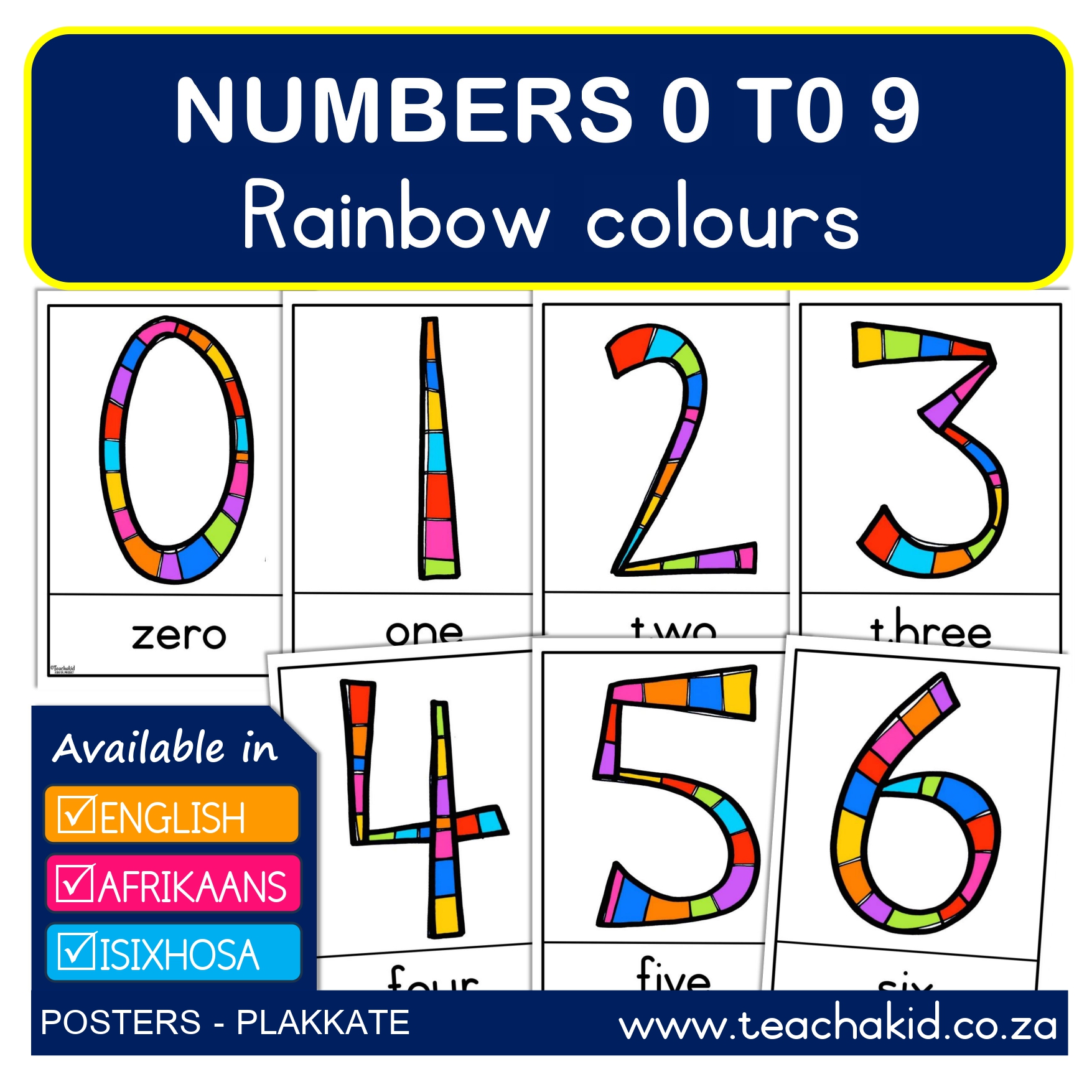 0-9 Rainbow – numbers (PDF) - Teachakid
