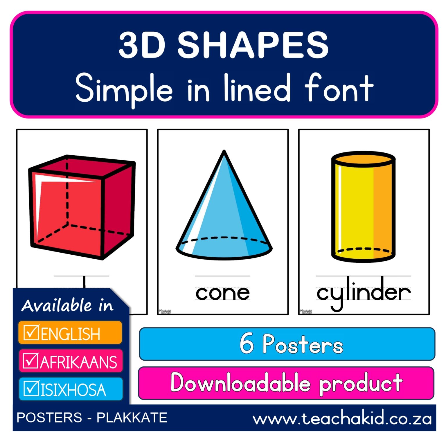 3D simple lined font – shapes (PDF) - Teachakid