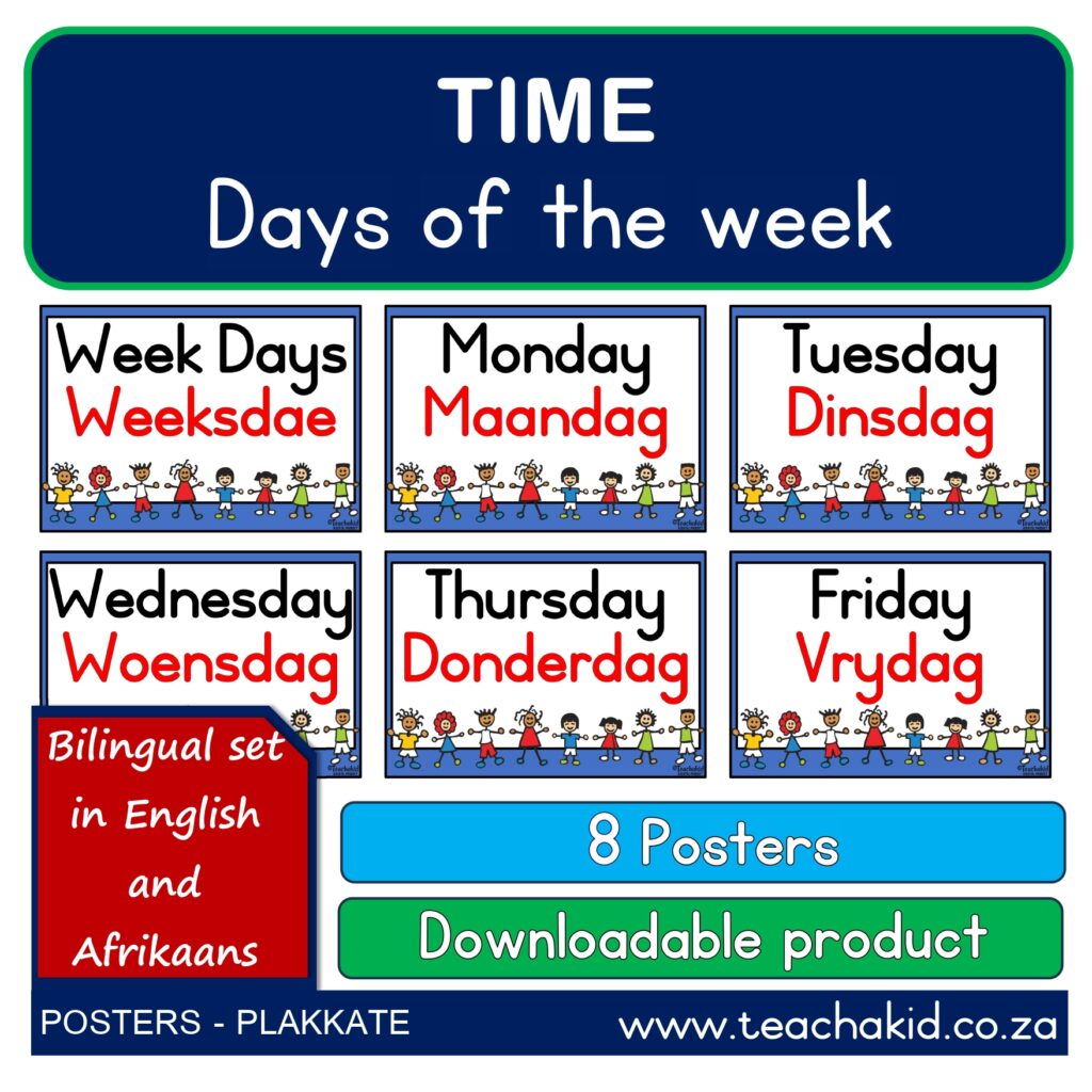 Days of the week bilingual set – posters (PDF) - Teachakid