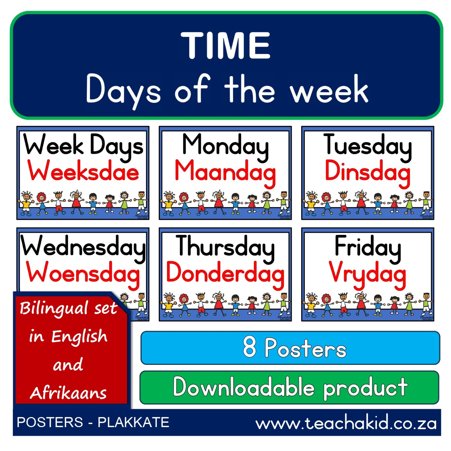 Days of the week bilingual set – posters (PDF) - Teachakid