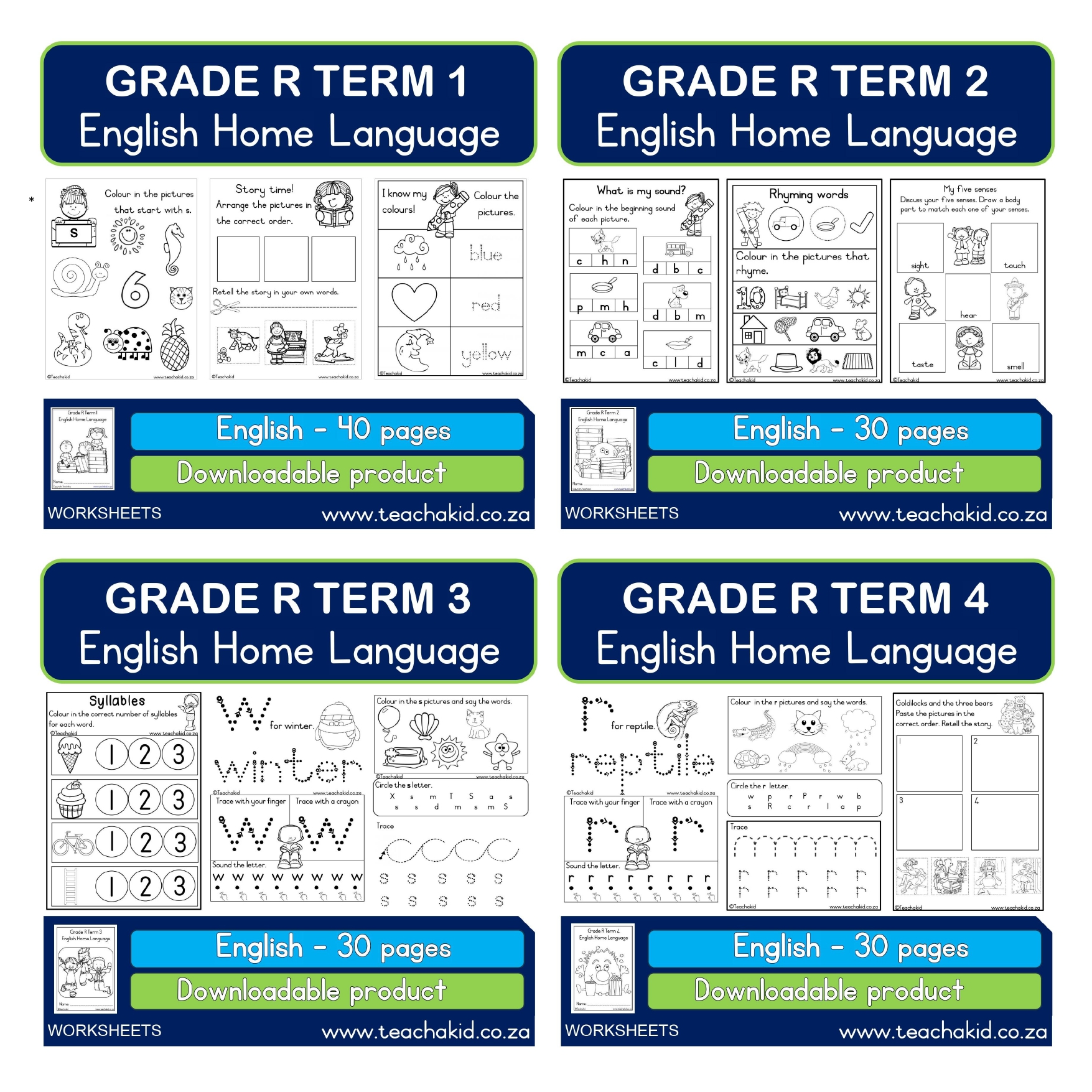 Grade R Home Language year package (PDF) - Teachakid