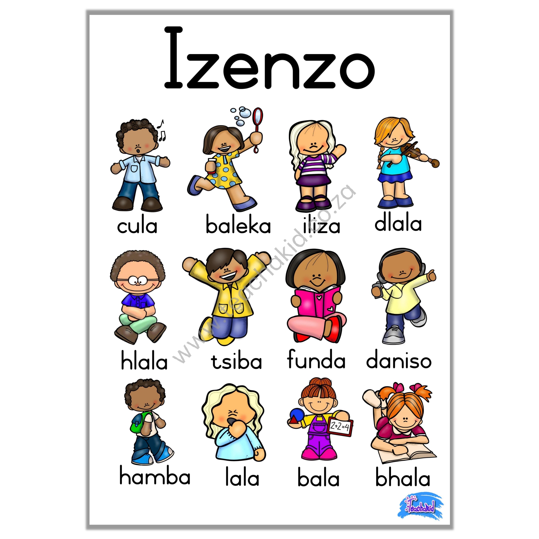 Izenzo – poster (printed) - Teachakid