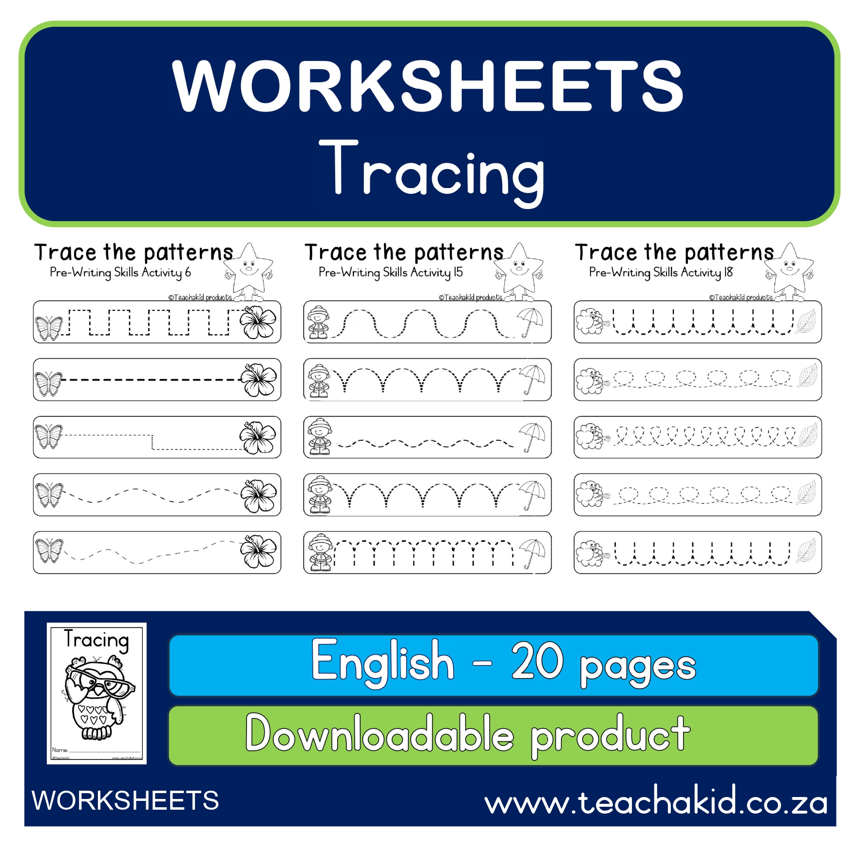 Tracing worksheets (PDF) - Teachakid