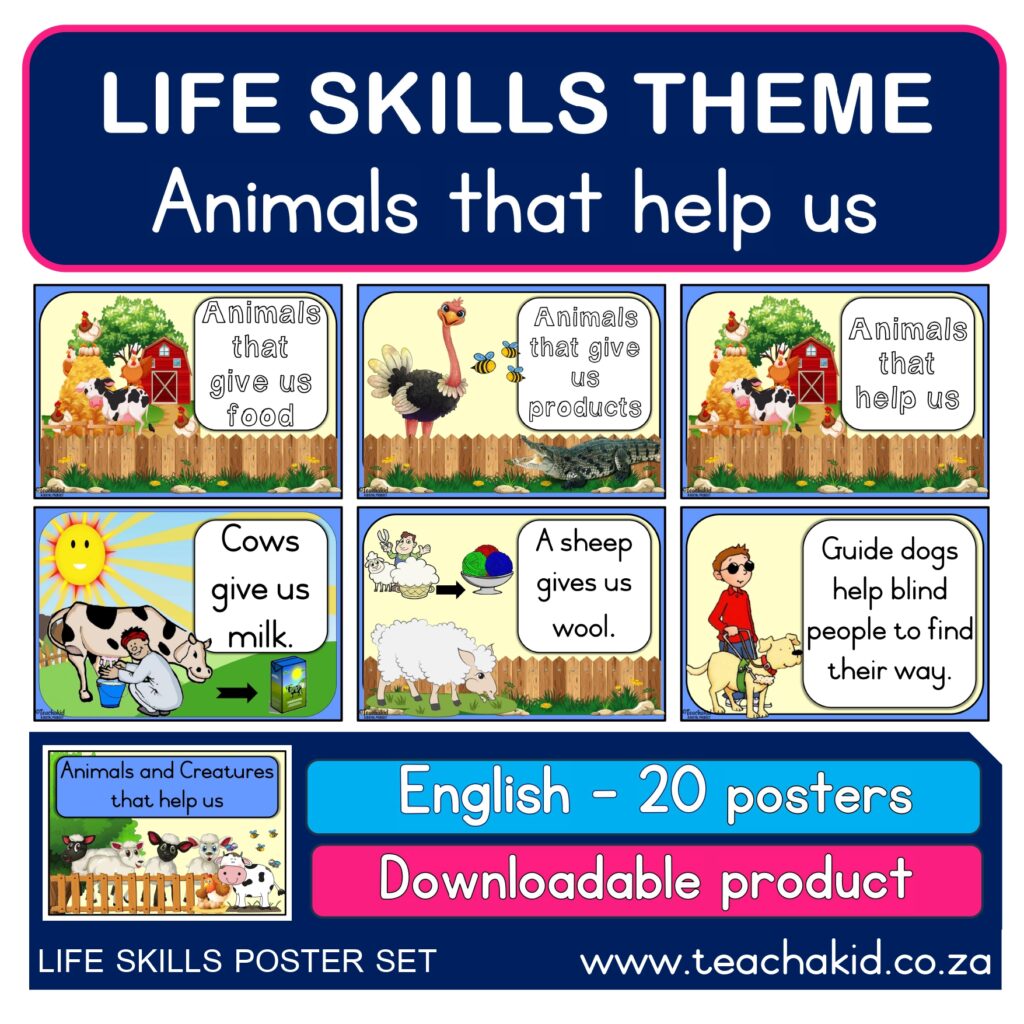 Life Skills posters Animals that help us (PDF) - Teachakid