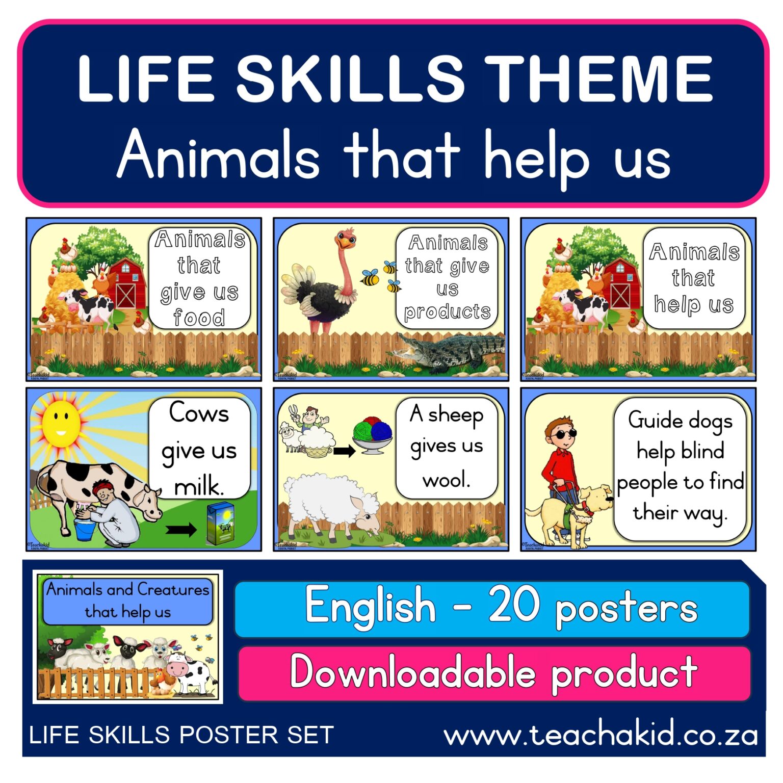 Life Skills posters Animals that help us (PDF) - Teachakid
