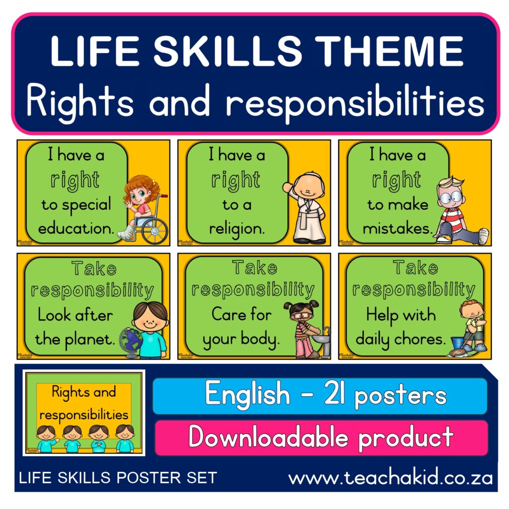 Life Skills posters Rights and responsibilities (PDF) - Teachakid