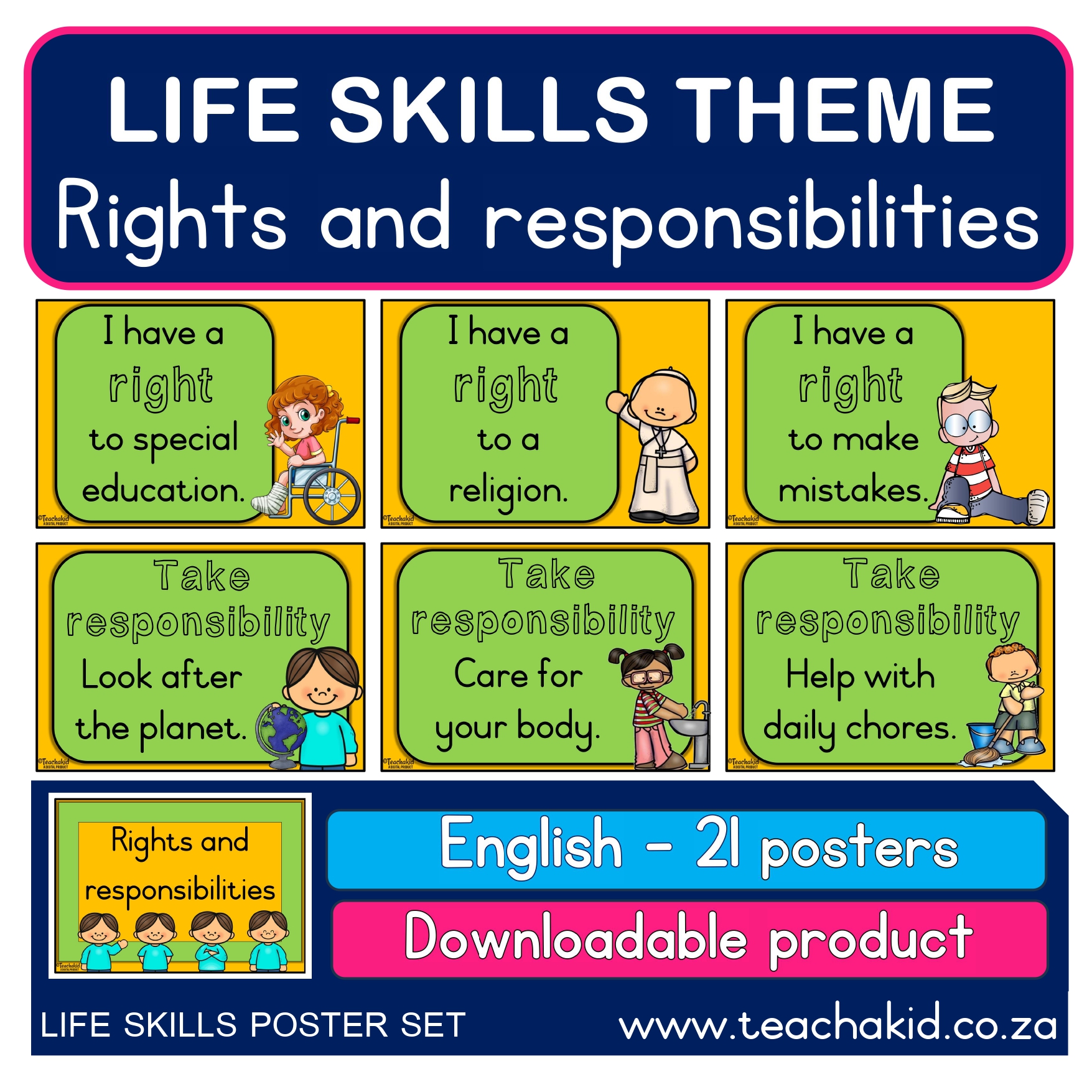 Life Skills posters Rights and responsibilities (PDF) - Teachakid