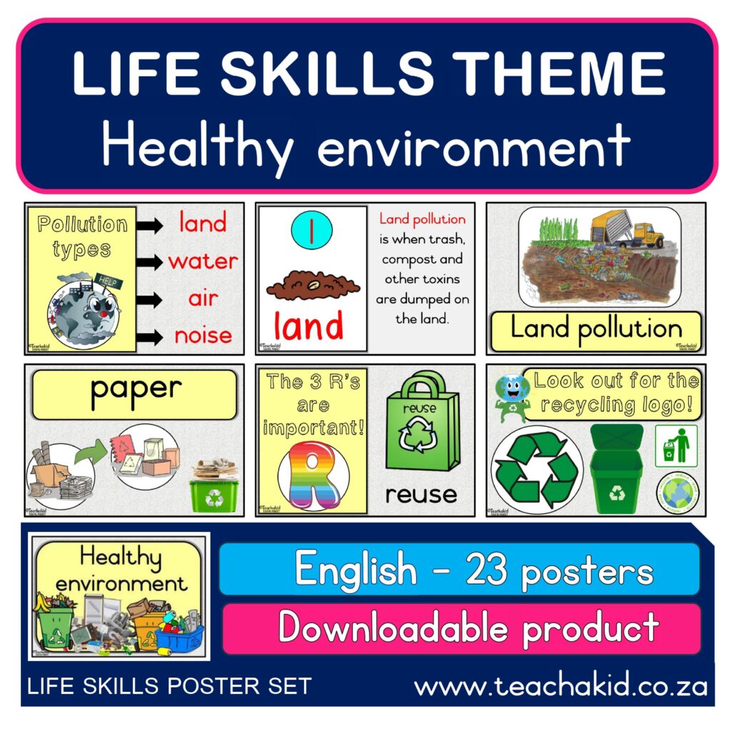 Life Skills posters Healthy environment (PDF) - Teachakid