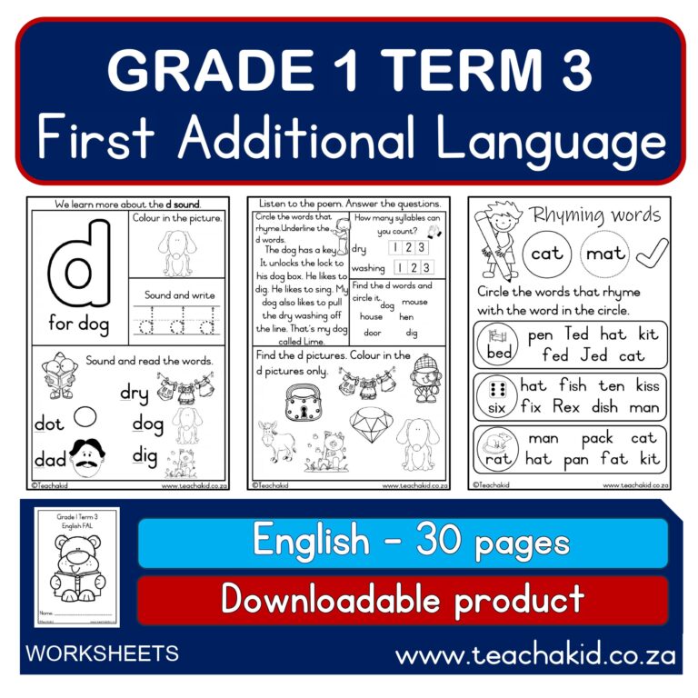 Grade 1 Term 3 English First Additional Language (PDF) - Teachakid