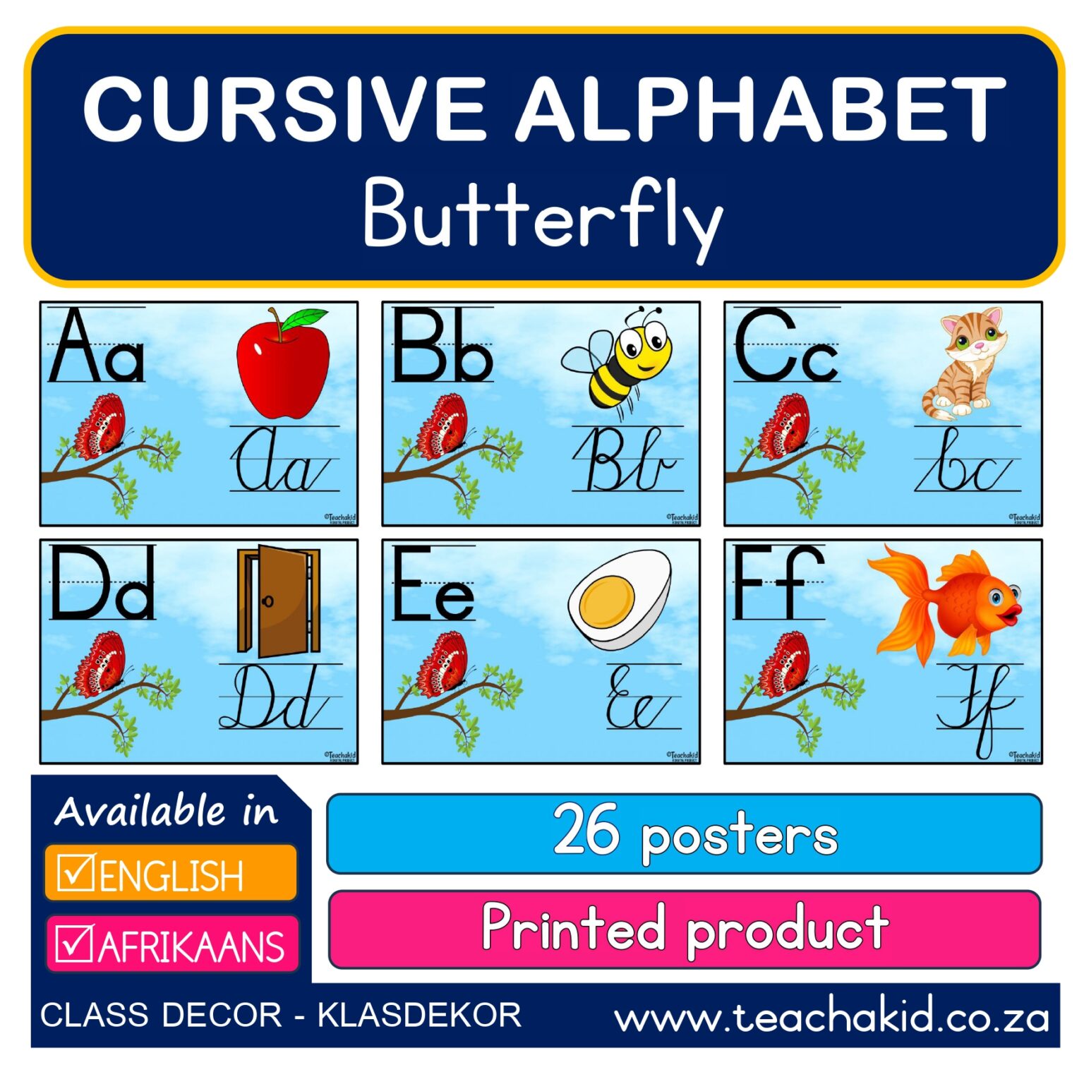 Butterfly – cursive alphabet (printed) - Teachakid