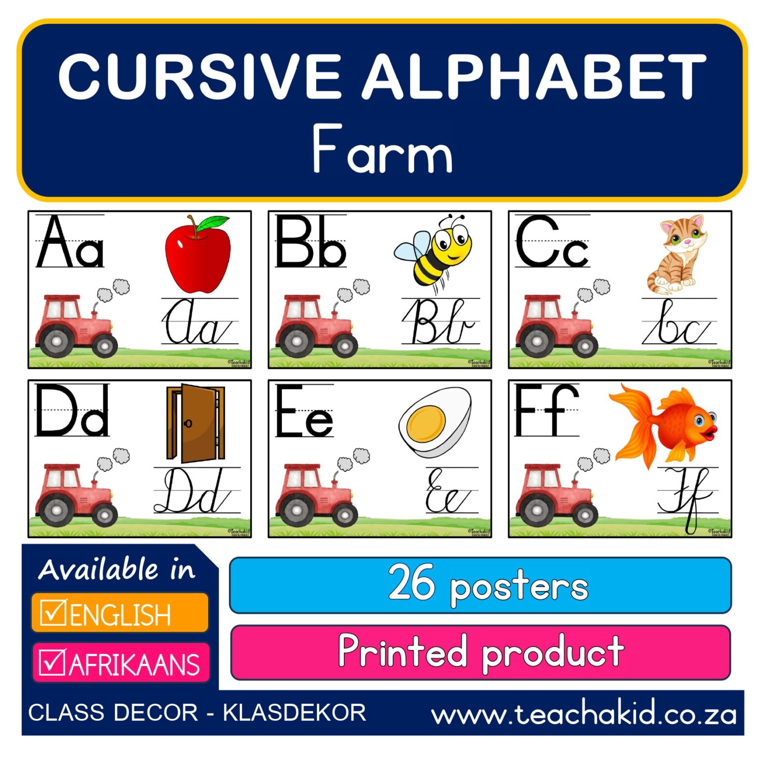 Farm – cursive alphabet (printed) - Teachakid