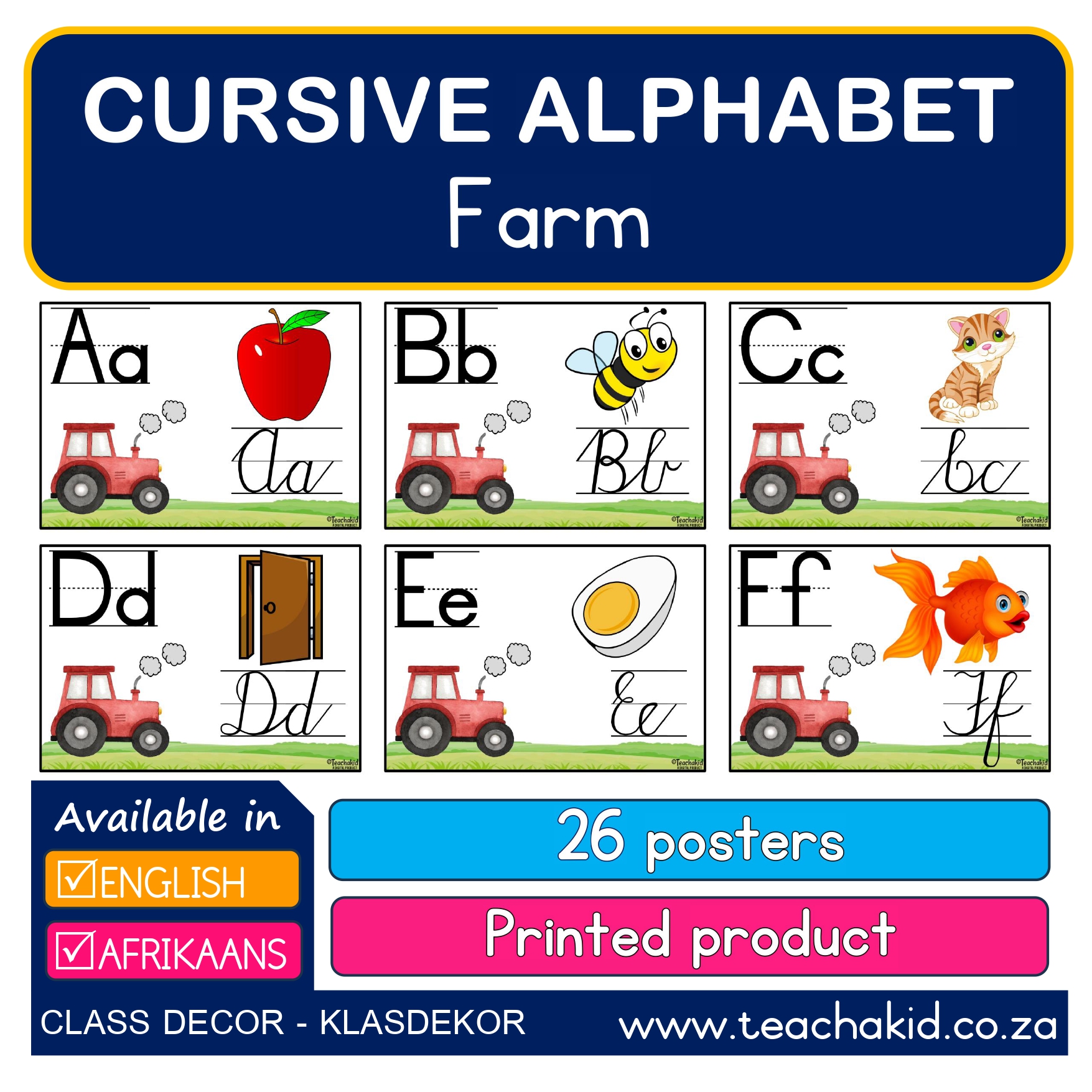 Farm – cursive alphabet (printed) - Teachakid