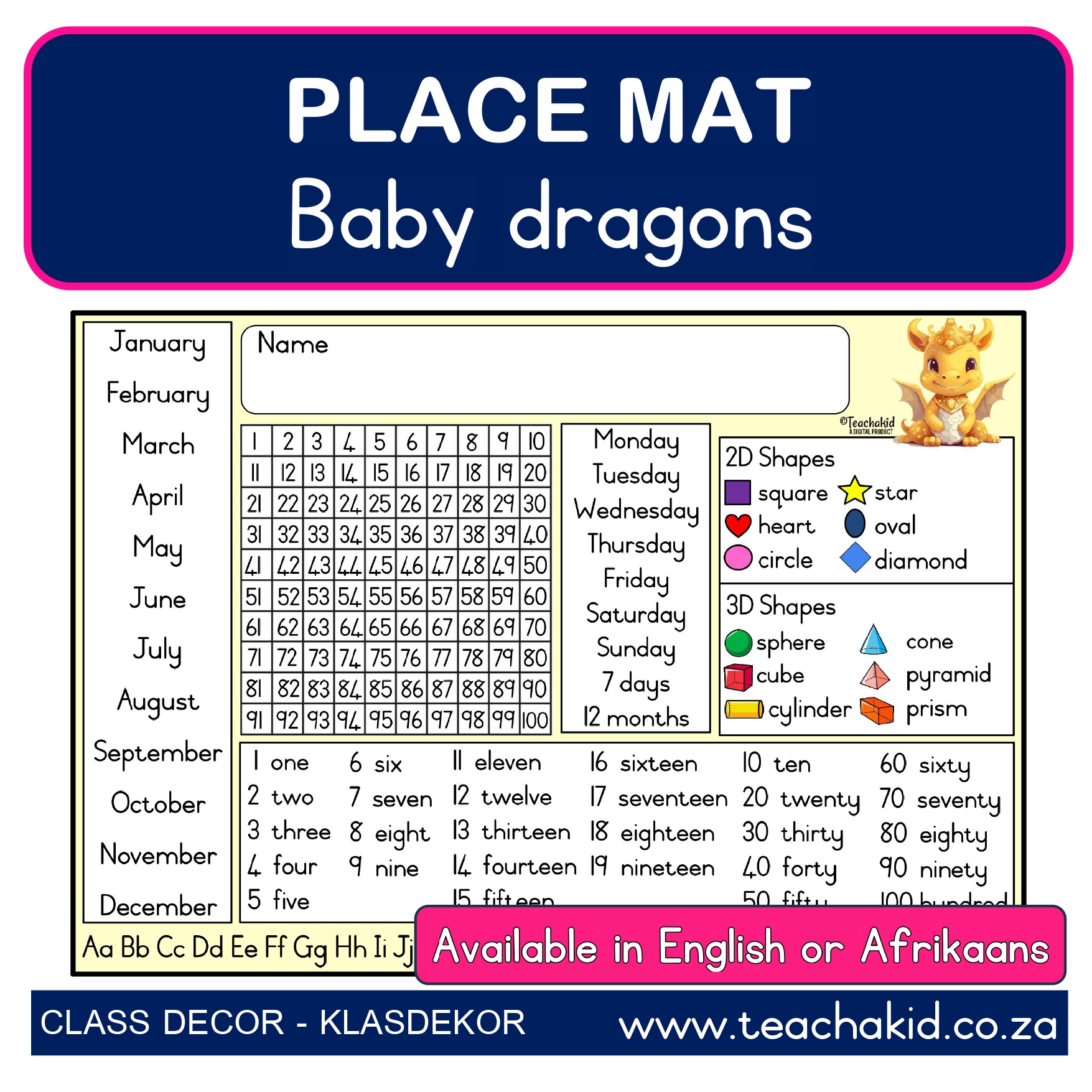 Baby dragons – place mat 02 (PDF) - Teachakid