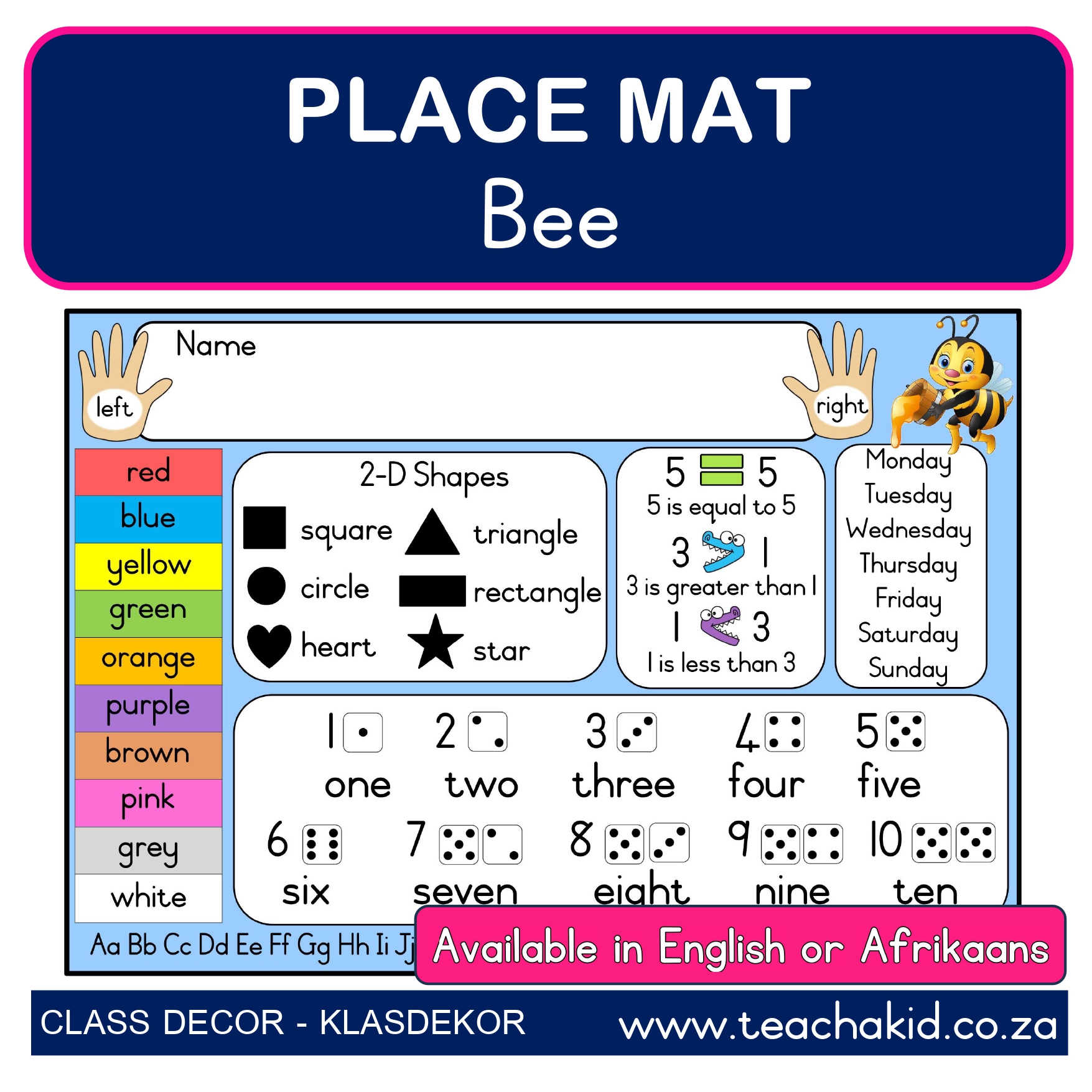 Bee – place mat 01 (PDF) - Teachakid