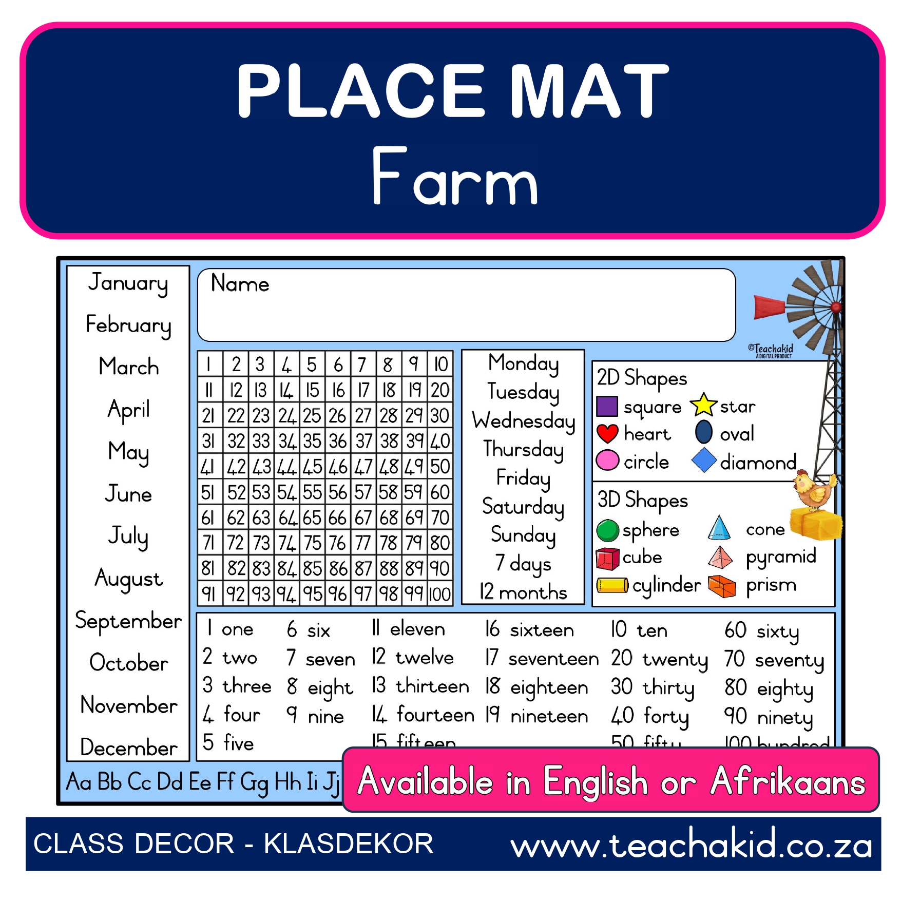 Farm Place mat 02 (PDF) - Teachakid