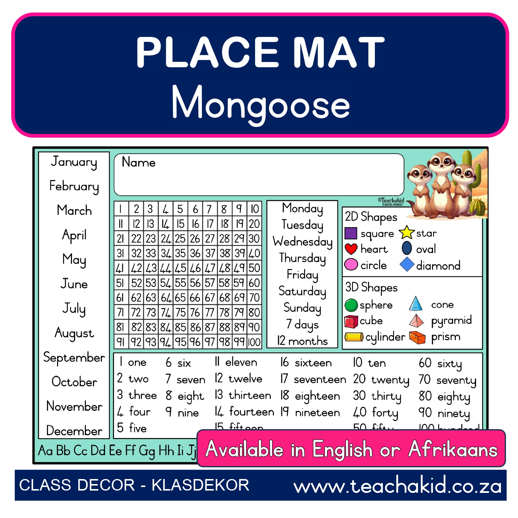 Mongoose – place mat 02 (PDF) - Teachakid