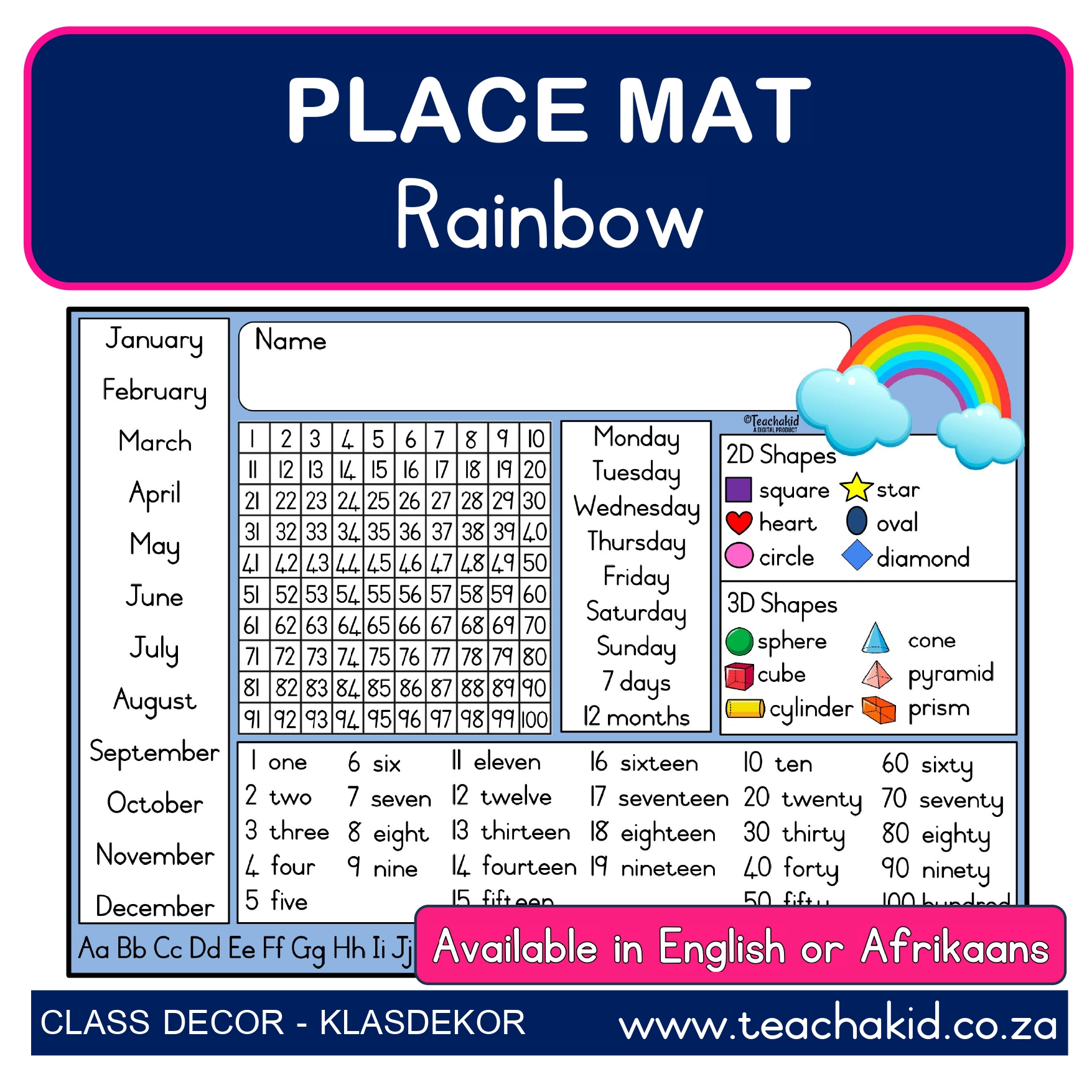 Rainbow – place mat 02 (PDF) - Teachakid