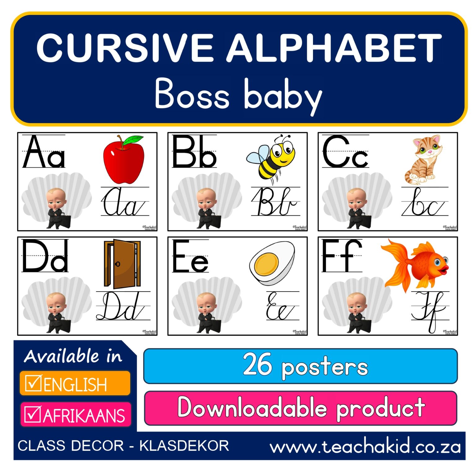 Boss baby – cursive alphabet (PDF) - Teachakid