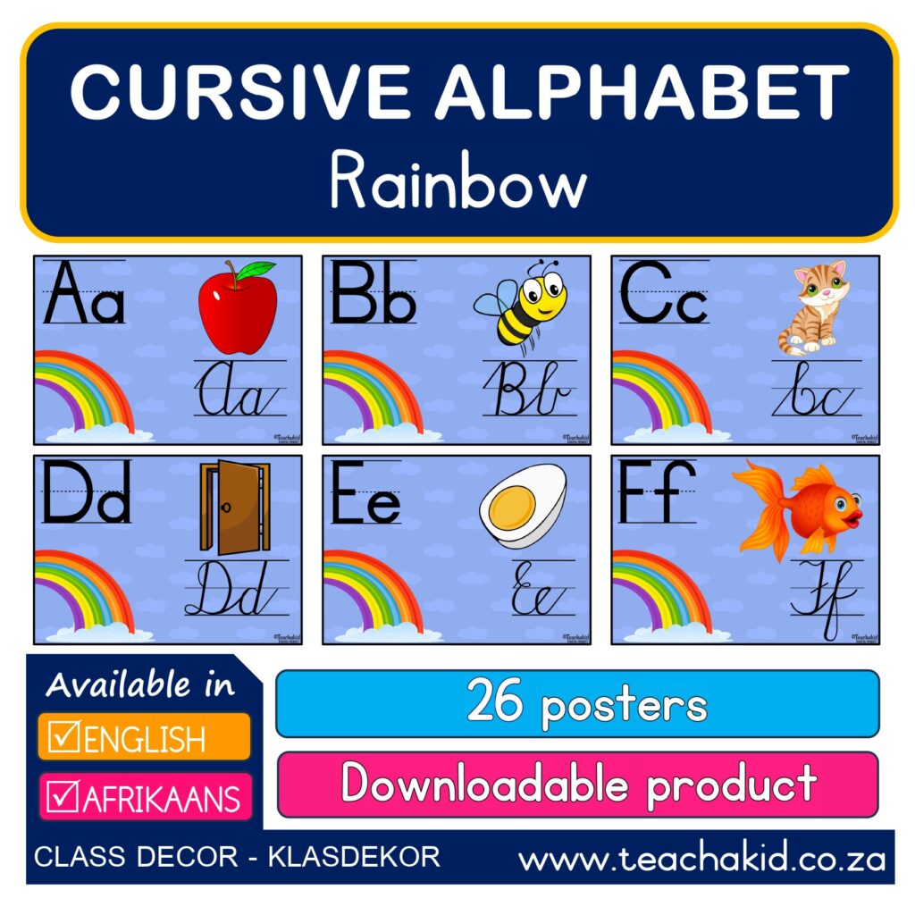 Rainbow – cursive alphabet (PDF) - Teachakid