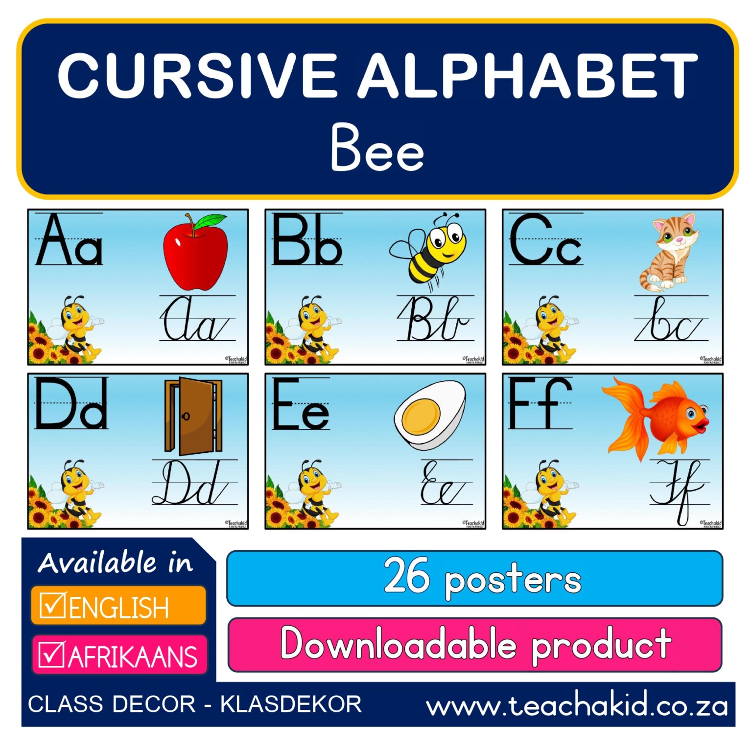 Bee – cursive alphabet (PDF) - Teachakid