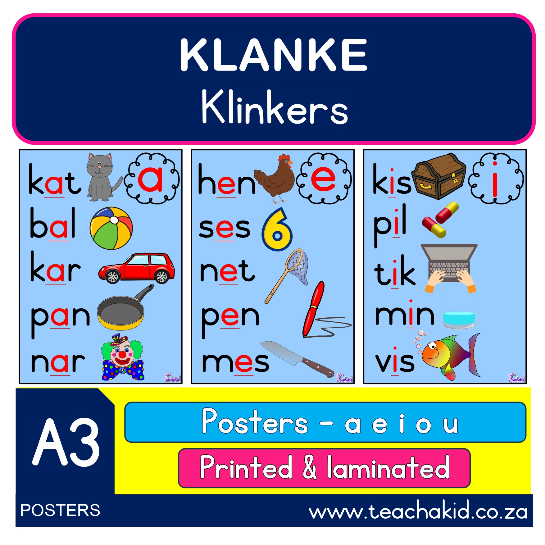 Klanke – Klinkers/Vokale (printed) - Teachakid