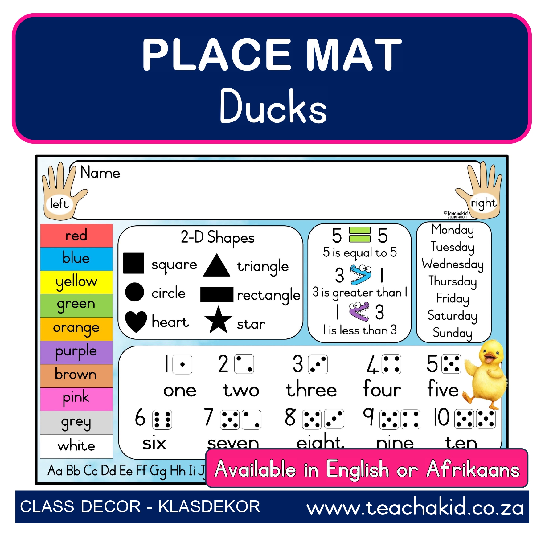Ducks – place mat 01 (PDF) - Teachakid