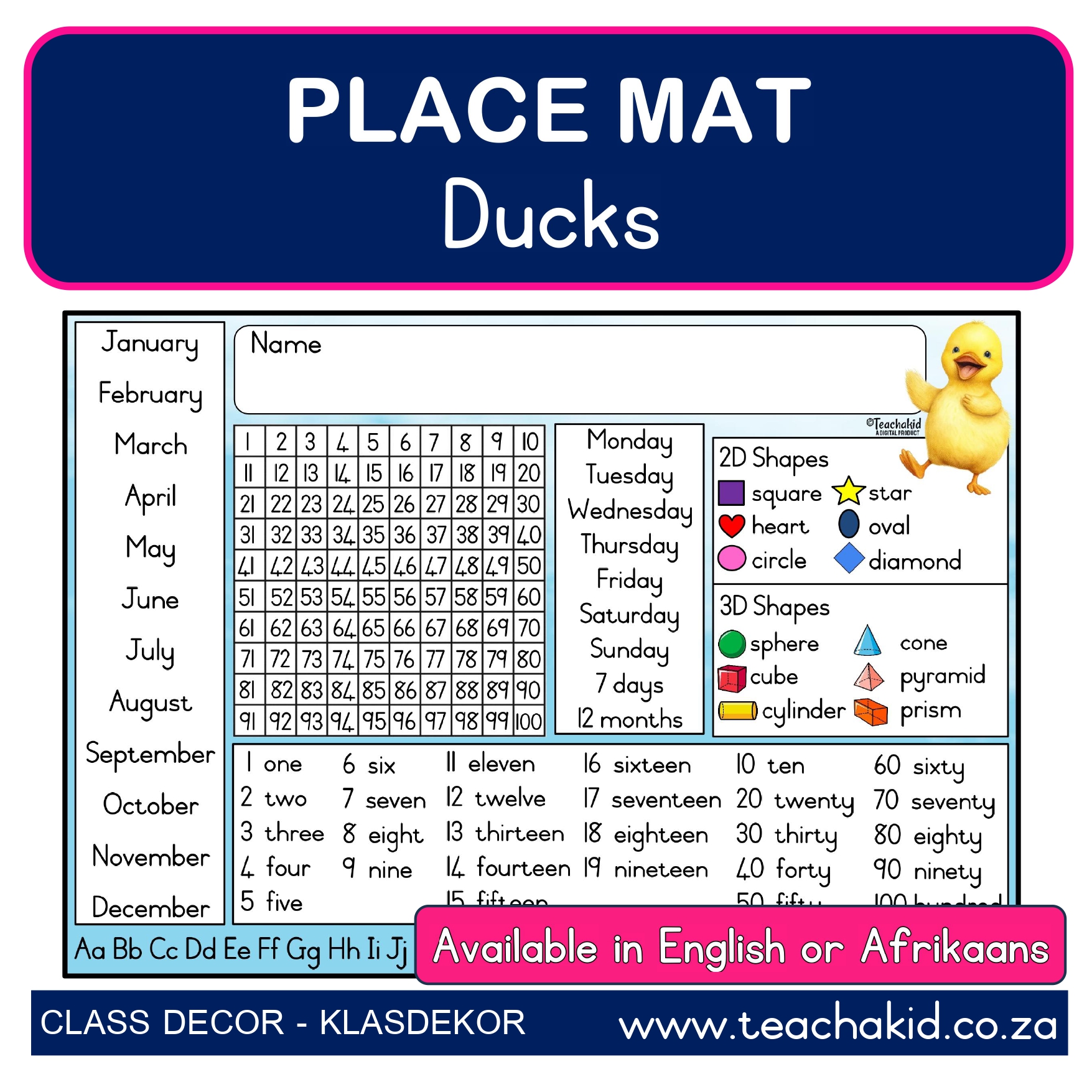 Ducks Place mat 02 (PDF) - Teachakid
