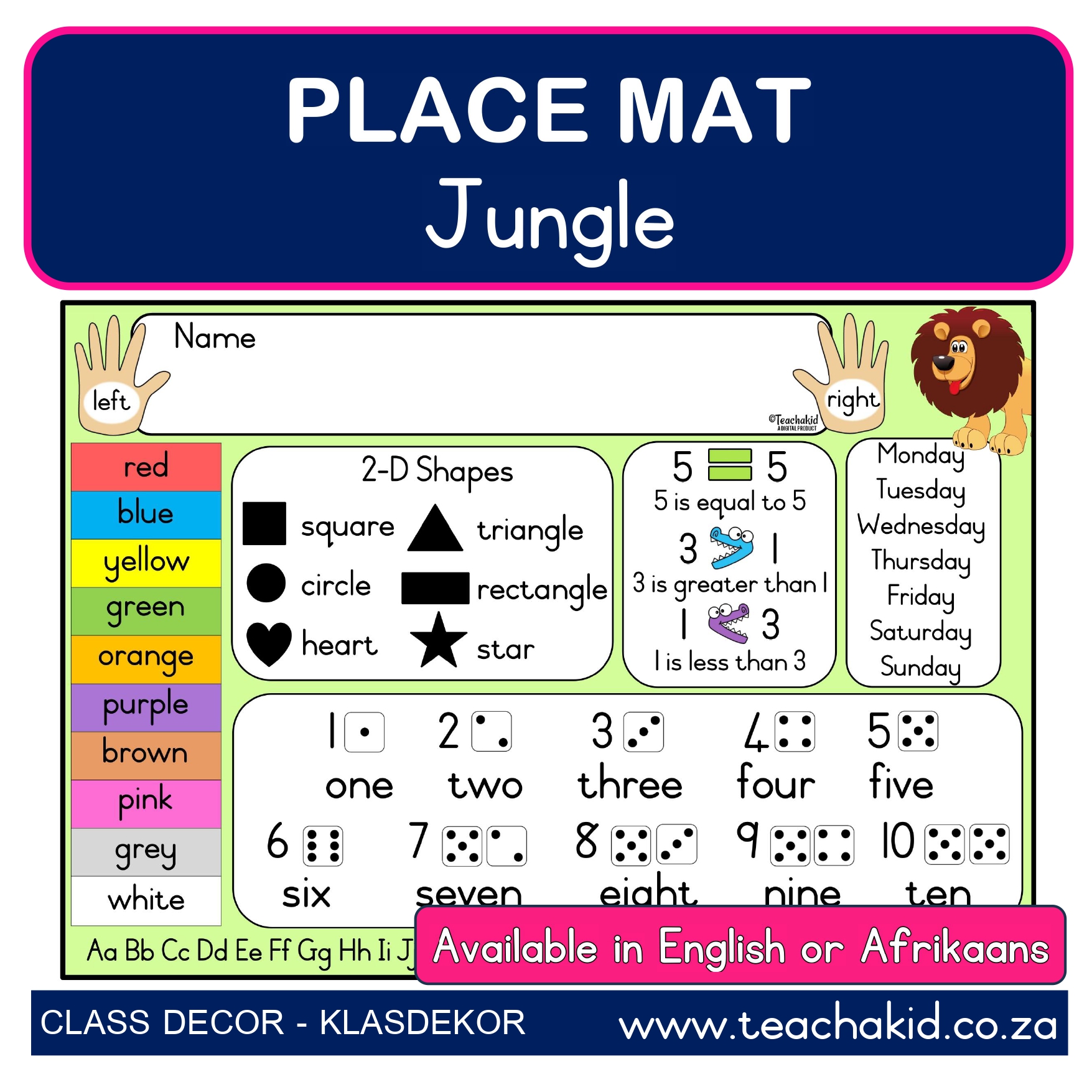 Jungle – place mat 01 (PDF) - Teachakid