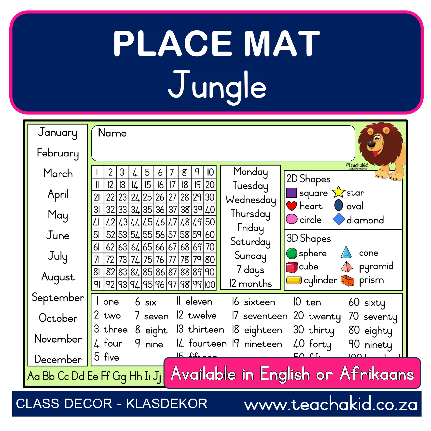 Jungle – place mat 02 (PDF) - Teachakid